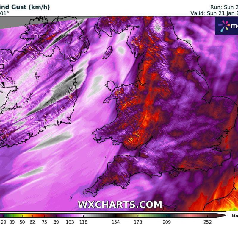 Red wind warning issued for several counties in the west of Ireland as ...